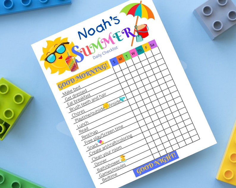 Printable Summer Kid's Daily Checklist Summer Rules Kids | Etsy
