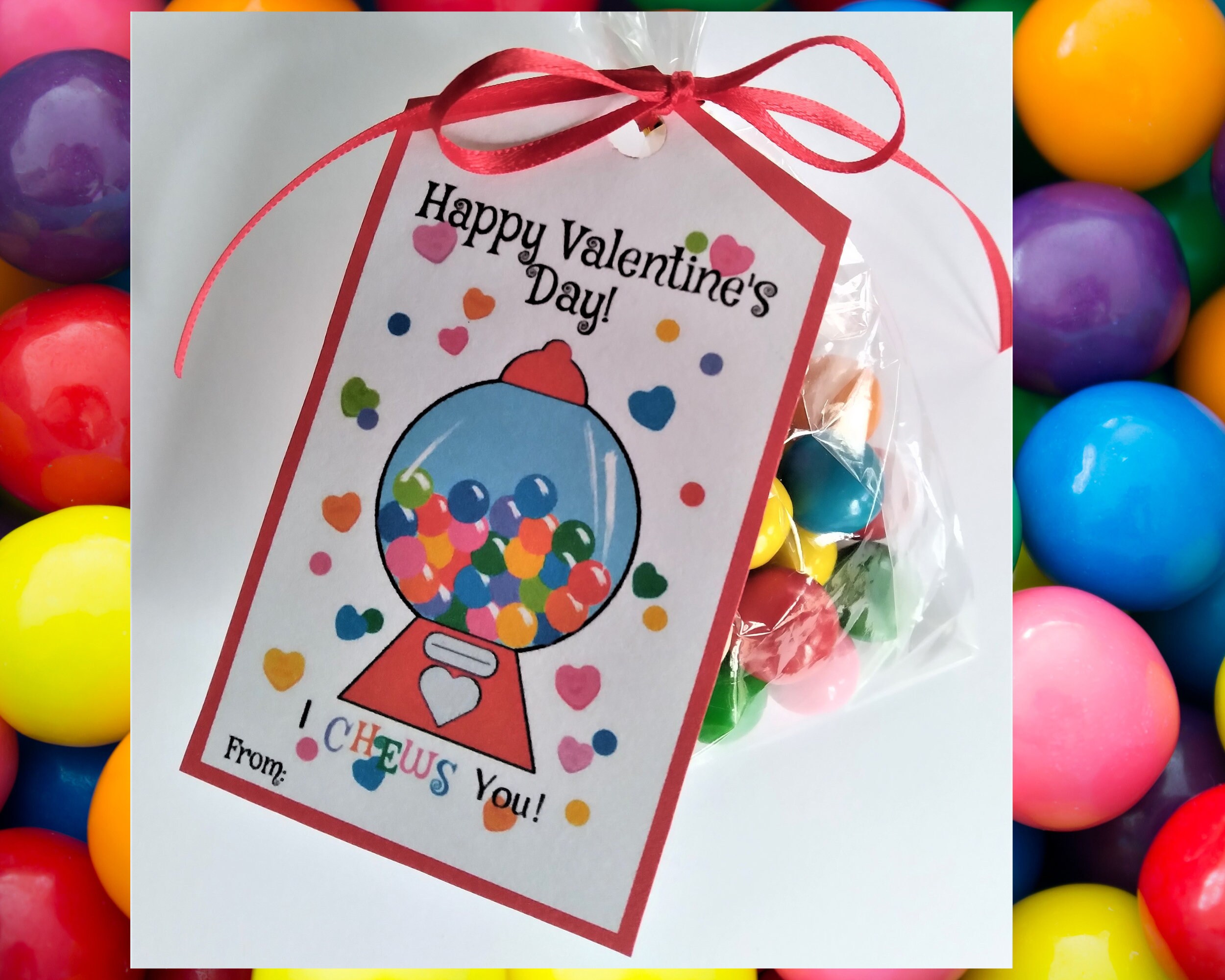 Bubblegum Valentine's Day Printable Tag, Valentine's Day Tag for Kids ...