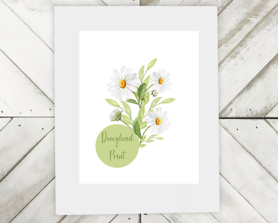 Printable Flower Art, Digital Download, Spring Daisies Printable ...