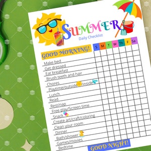 Kid's Daily Summer Activities Checklist, Printable Activity Chart, Kids ...