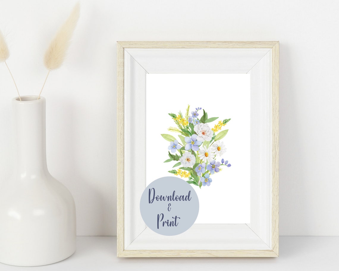 Printable Flower Art, Digital Download, Spring Printable, Wildflower ...