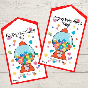 Bubblegum Valentine's Day Printable Tag, Valentine's Day Tag for Kids ...