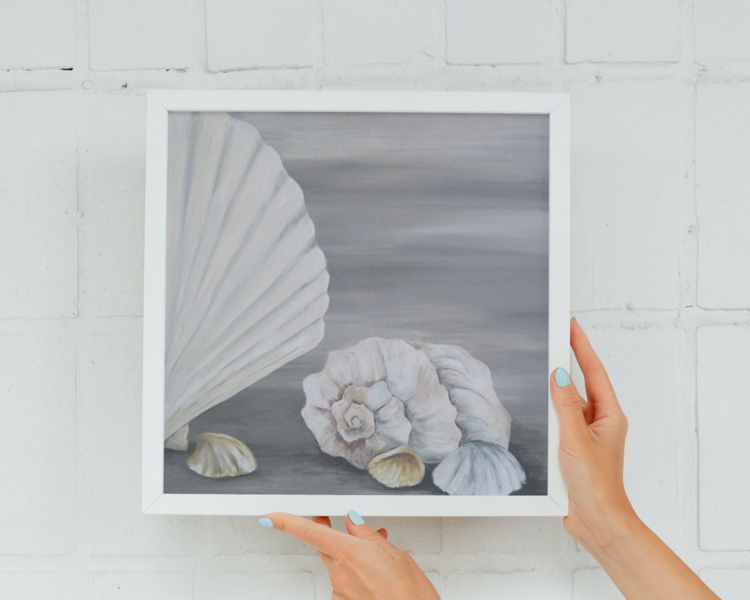 Printable Seashell Art, Seashell Art Painting, Seashell Wall Art - Etsy