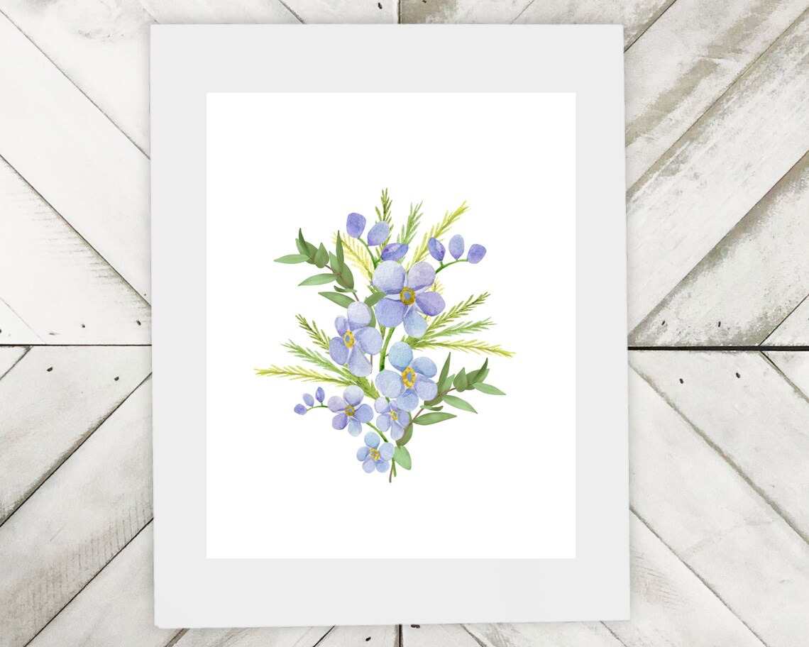 Printable Flower Art, Digital Download, Spring Printable,blue ...
