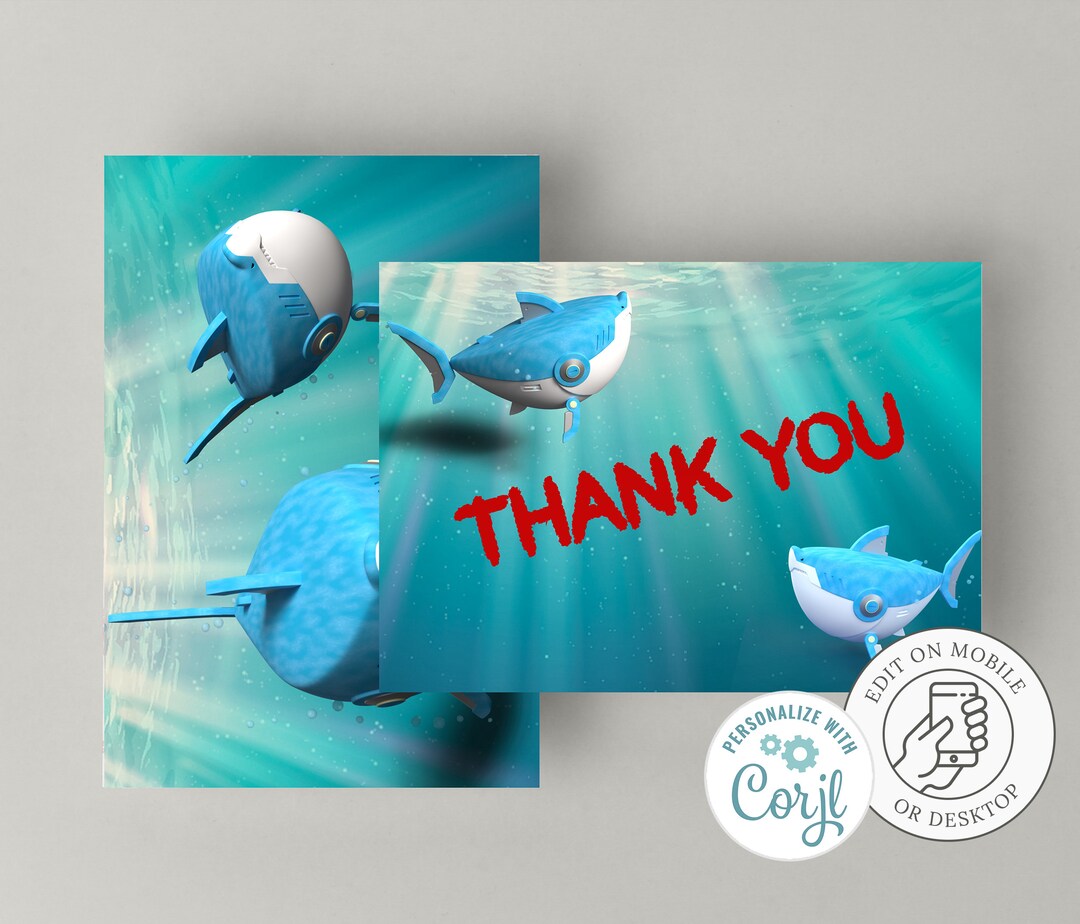 Baby Shark Birthday Thank You Card Shark Birthday Digital - Etsy UK