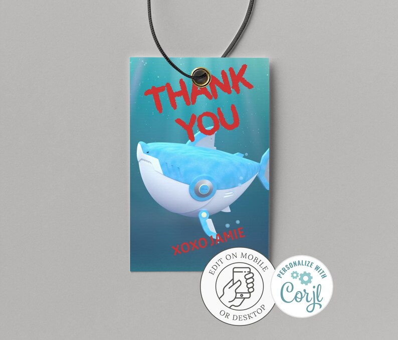 Baby Shark Birthday Thank You Tags Party Favor Tags Digital - Etsy