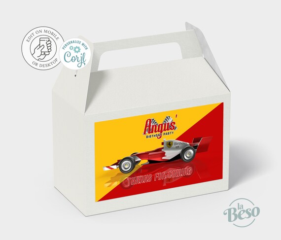 Race Car Birthday Invitation Gable Box Label Digital Download - Etsy