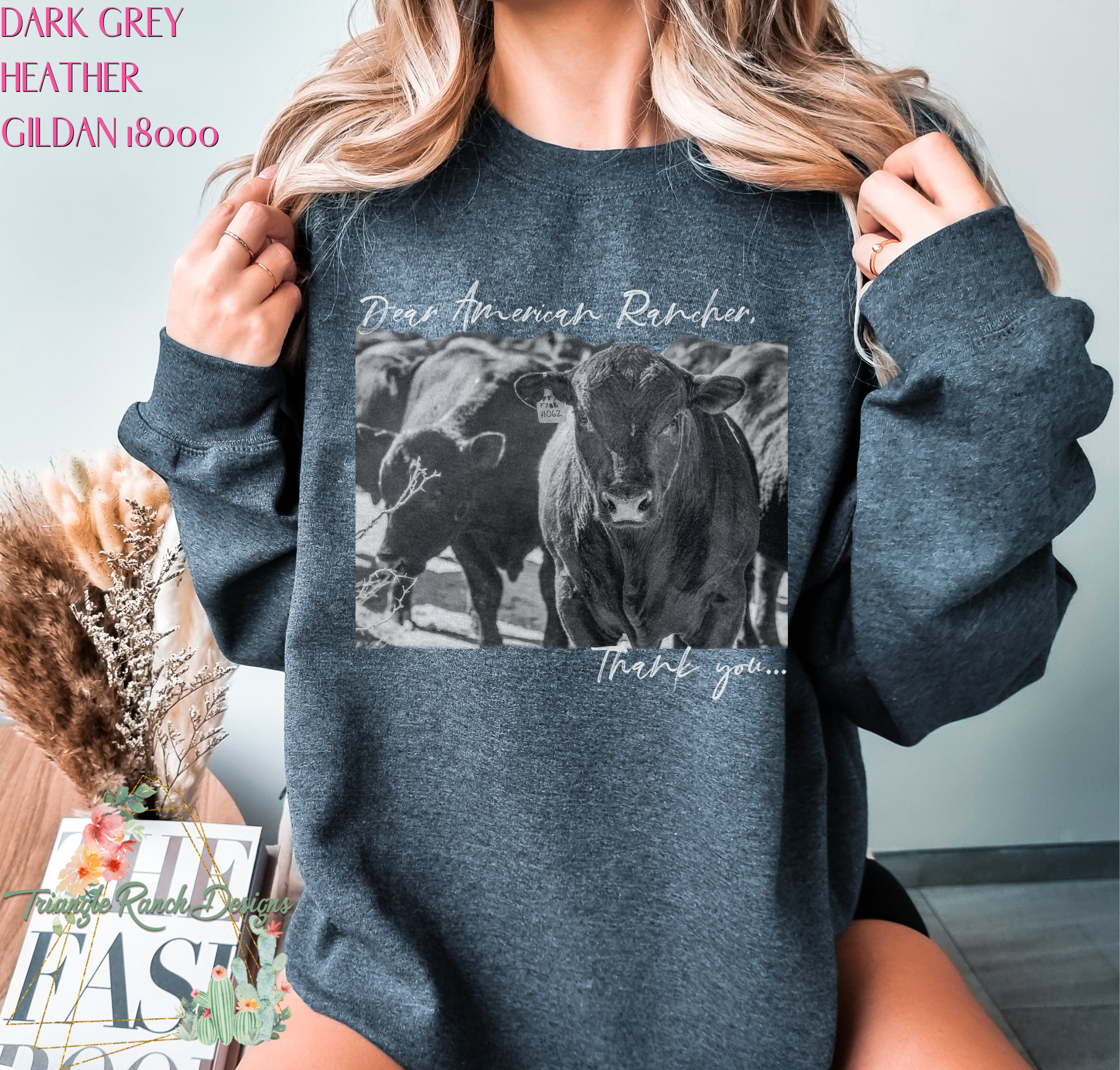Thank a Rancher, Western Crewneck Sweatshirt, Angus Bull Shirt, Thank a ...