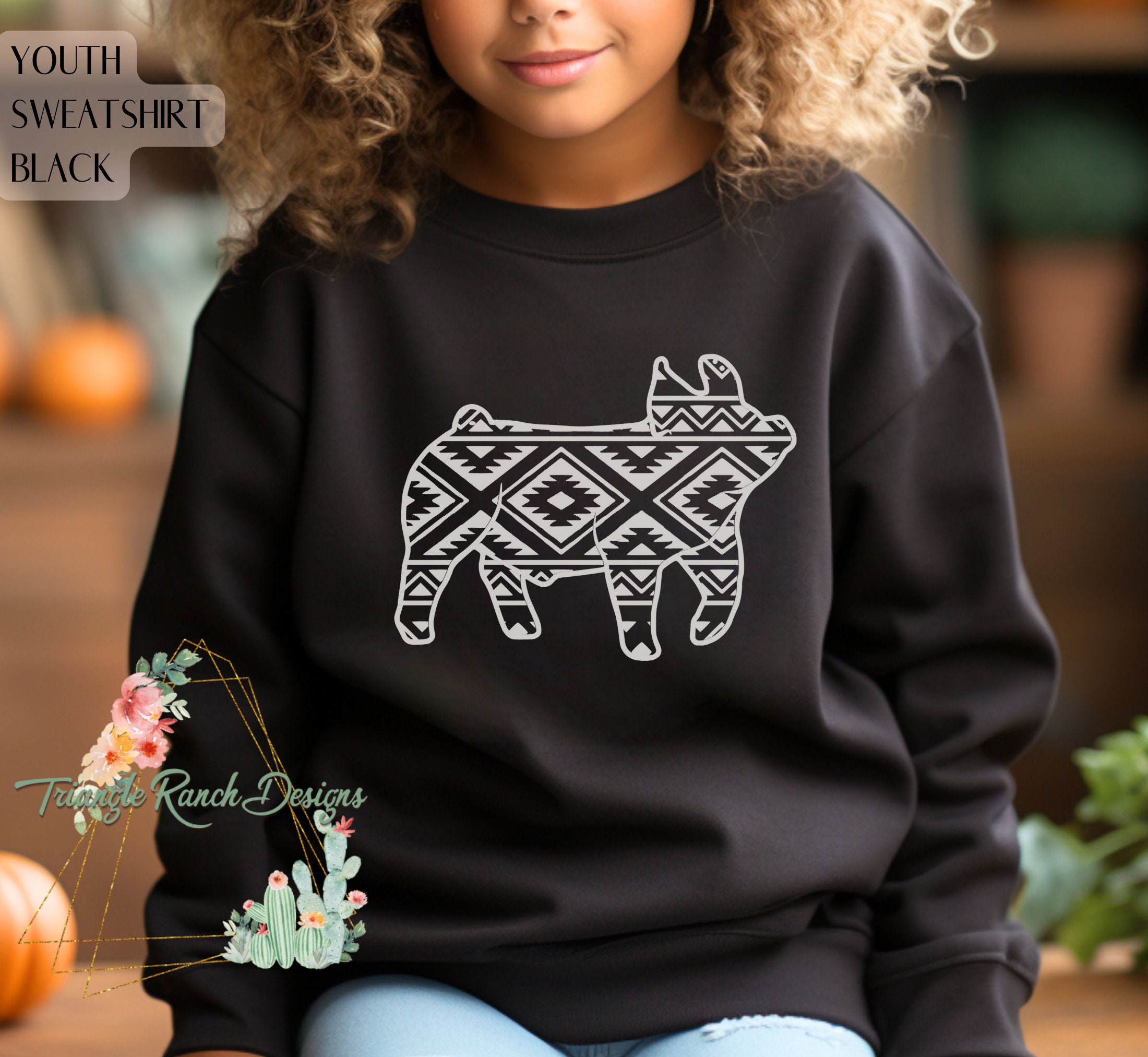 YOUTH Aztec Show Pig Tee Livestock T-shirt Stock Show Shirt Show Pig T ...