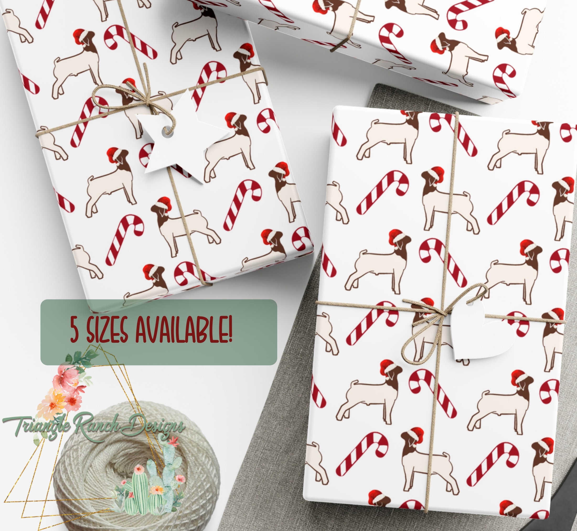Candy Cane GOAT Wrapping Paper,country Wether Christmas Gift Wrap ...