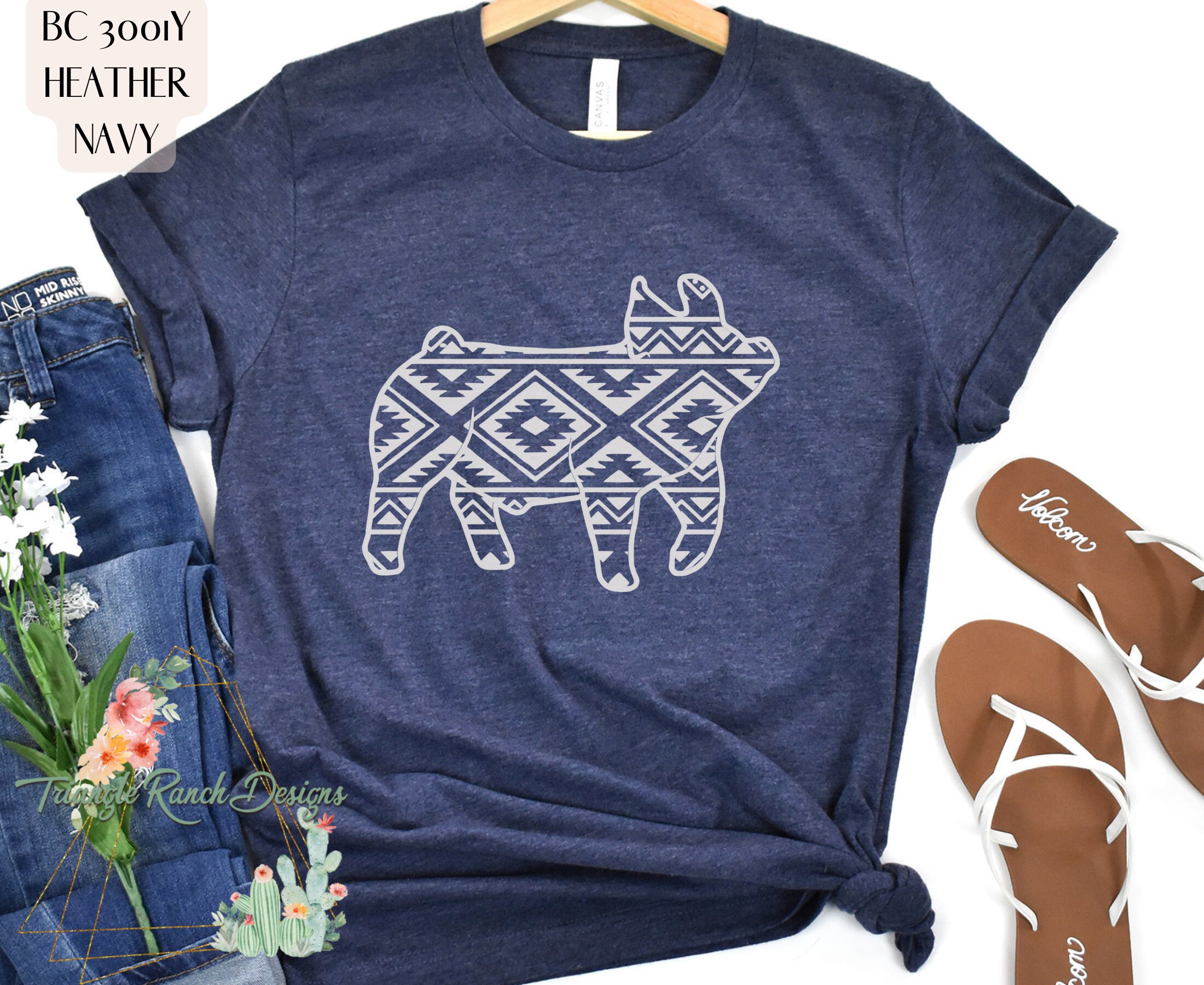 YOUTH Aztec Show Pig Tee Livestock T-shirt Stock Show Shirt - Etsy