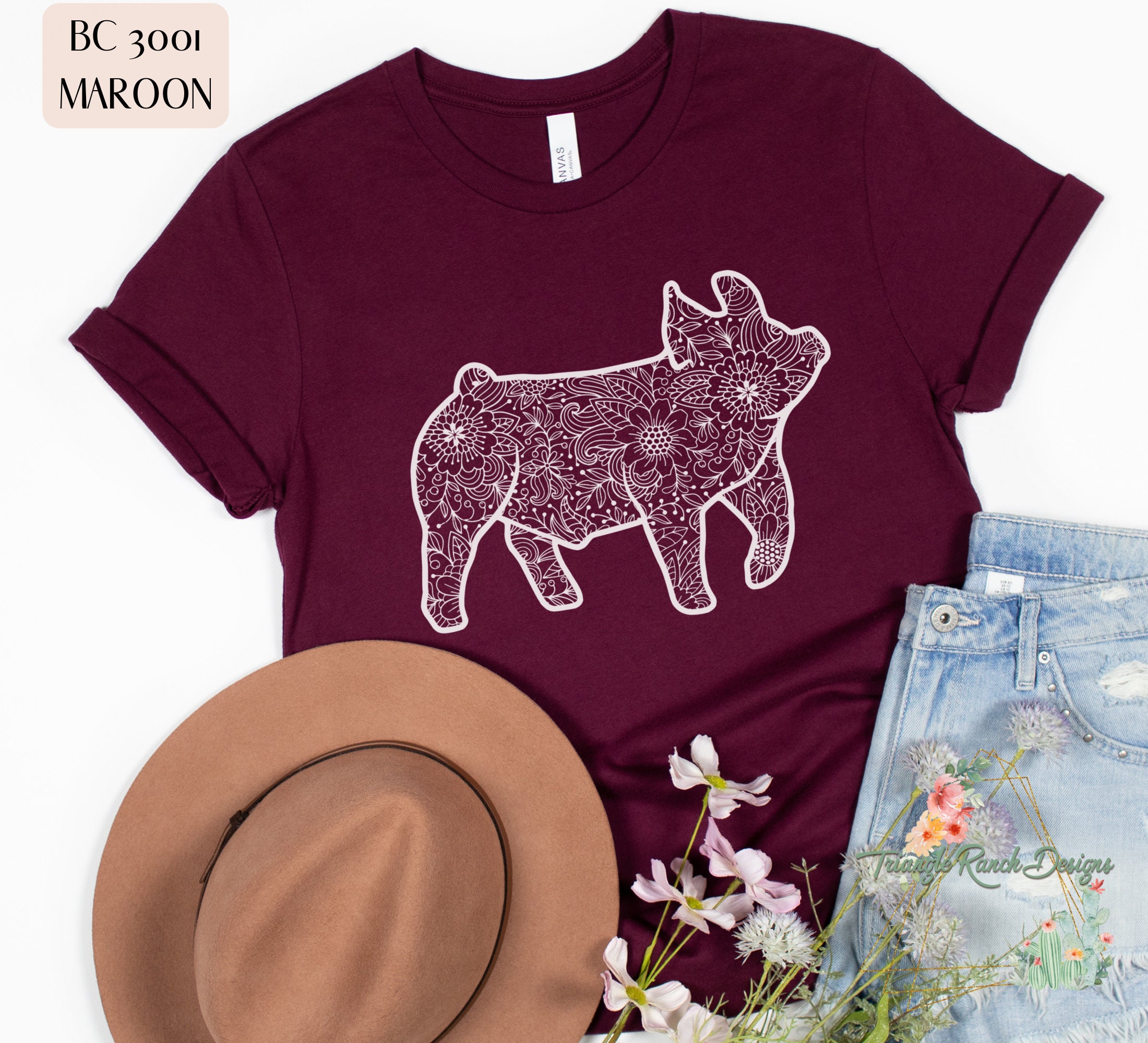 Floral Show Pig Tee Livestock T-shirt Stock Show Shirt Show - Etsy