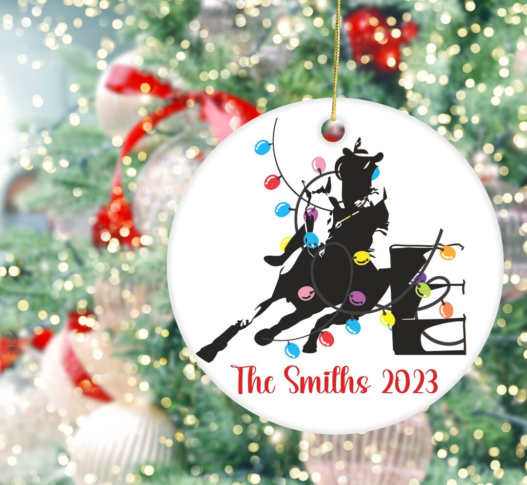 Personalized Barrel Racer Christmas Ornament, Metal Rodeo Ornament ...