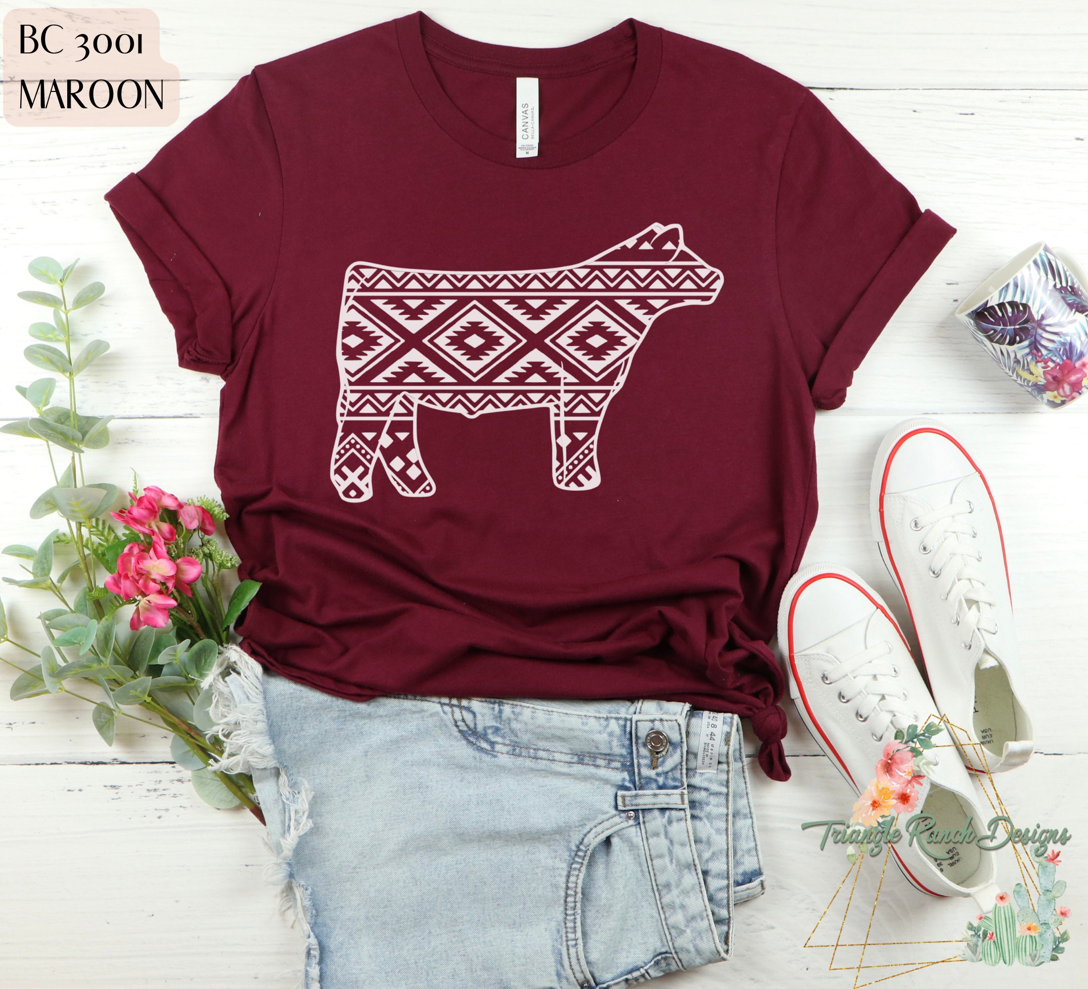 Aztec Show Steer Tee Livestock T-shirt Stock Show Shirt Show Steer T ...