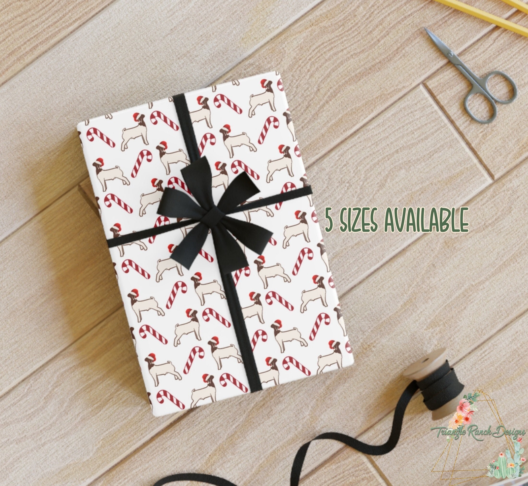 Candy Cane GOAT Wrapping Paper,country Wether Christmas Gift Wrap ...