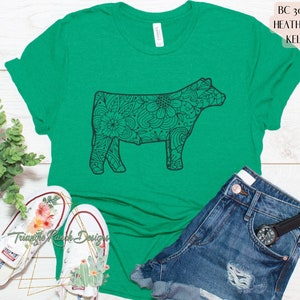 XS to 5XL Floral Show Steer Tee Livestock T-shirt Stock Show Shirt Show ...