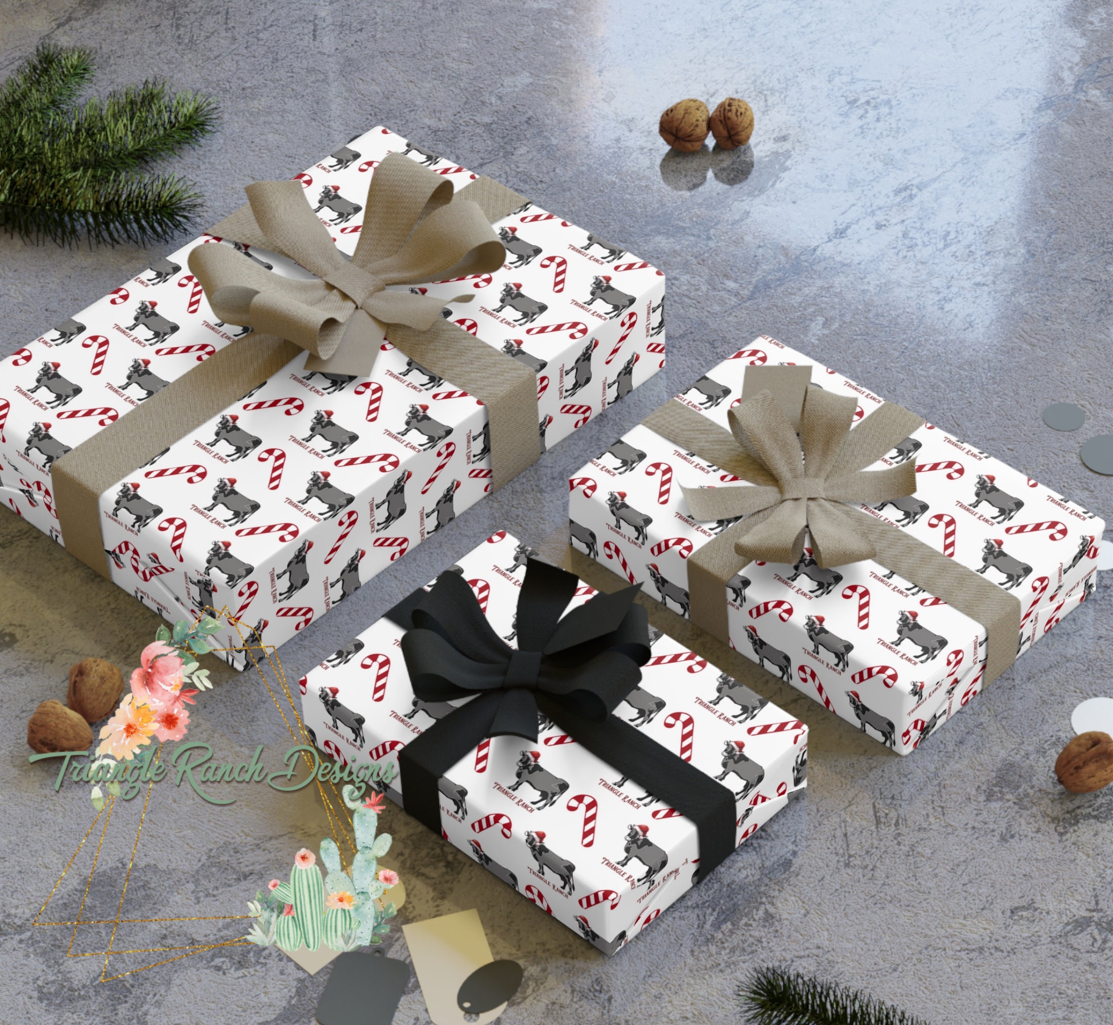 Personalized Christmas COW Brand Wrapping Paper, Country Christmas Gift ...