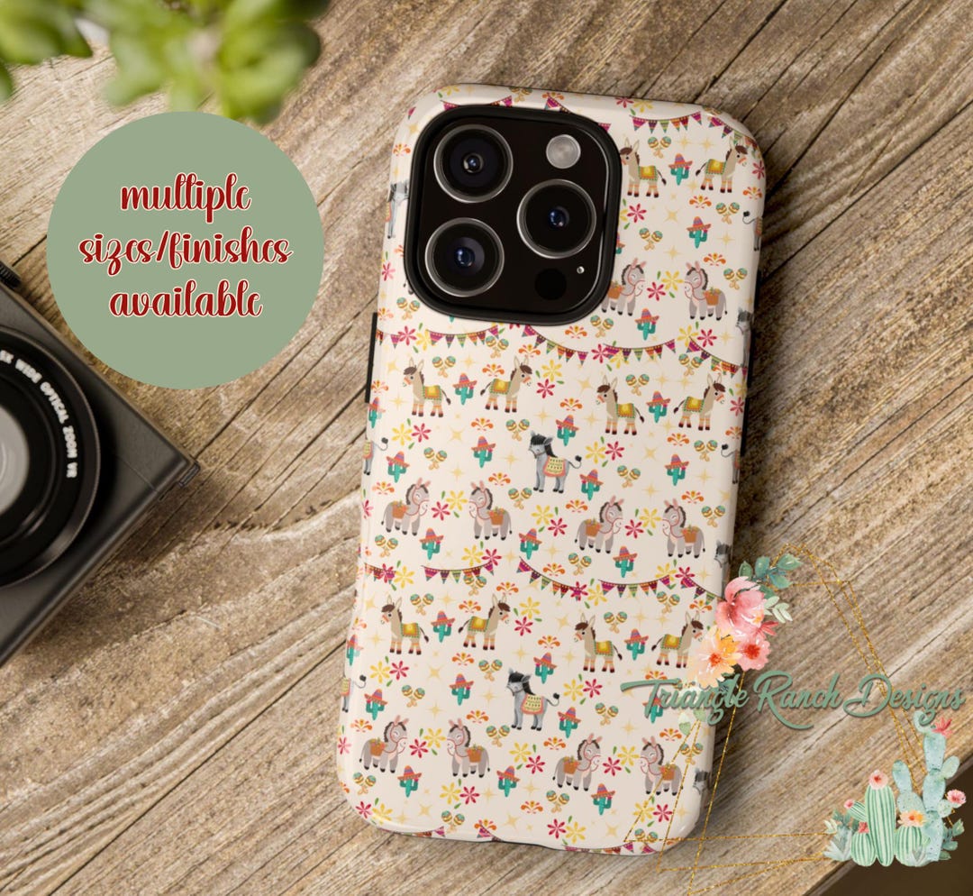 Fiesta Donkey Phone Case, Cute Party Burro Case, Cactus and Sombrero ...