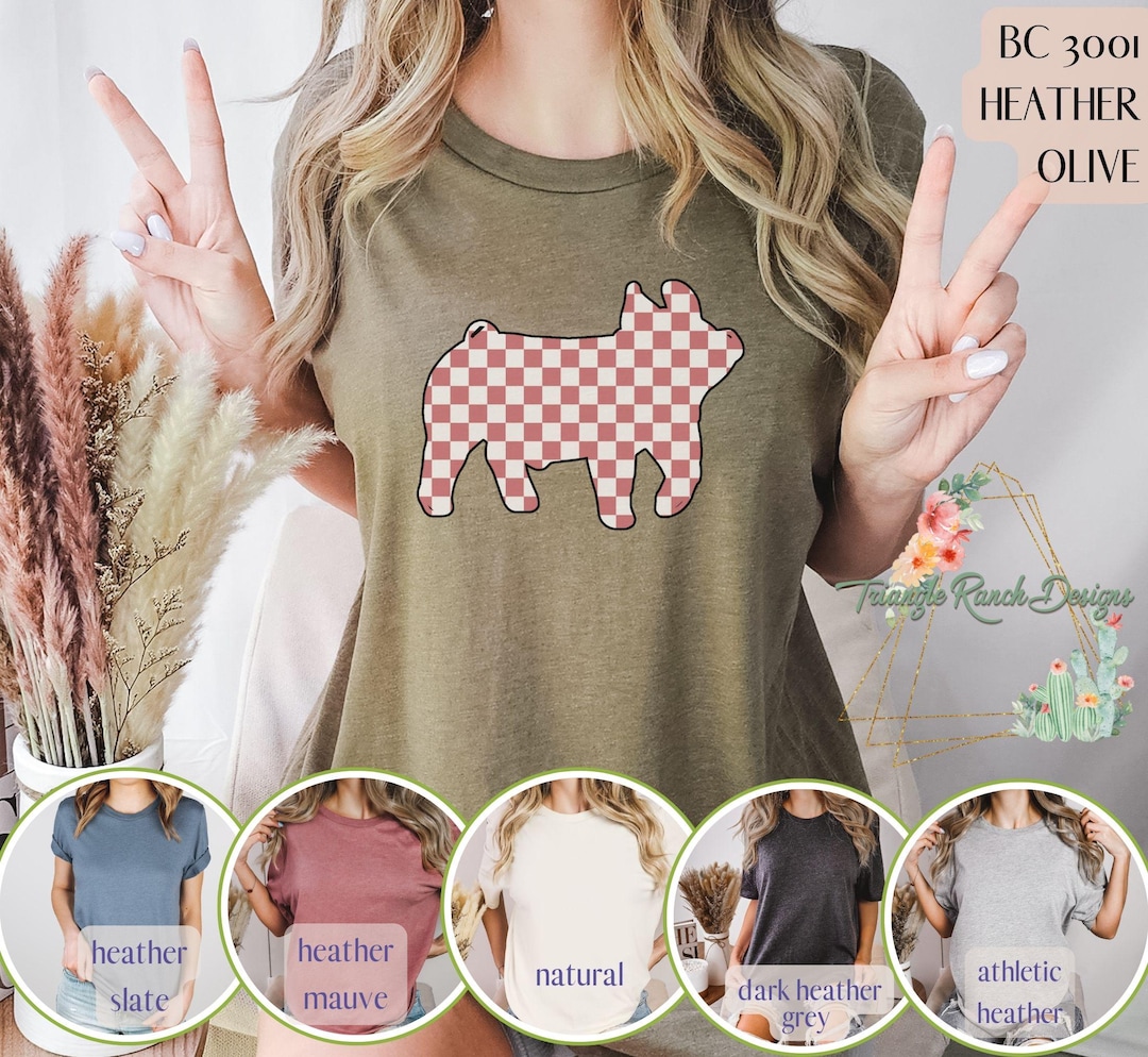 CHECKERBOARD Shirt Cute Western Pig Barrow Gift, Heifer Boho County ...