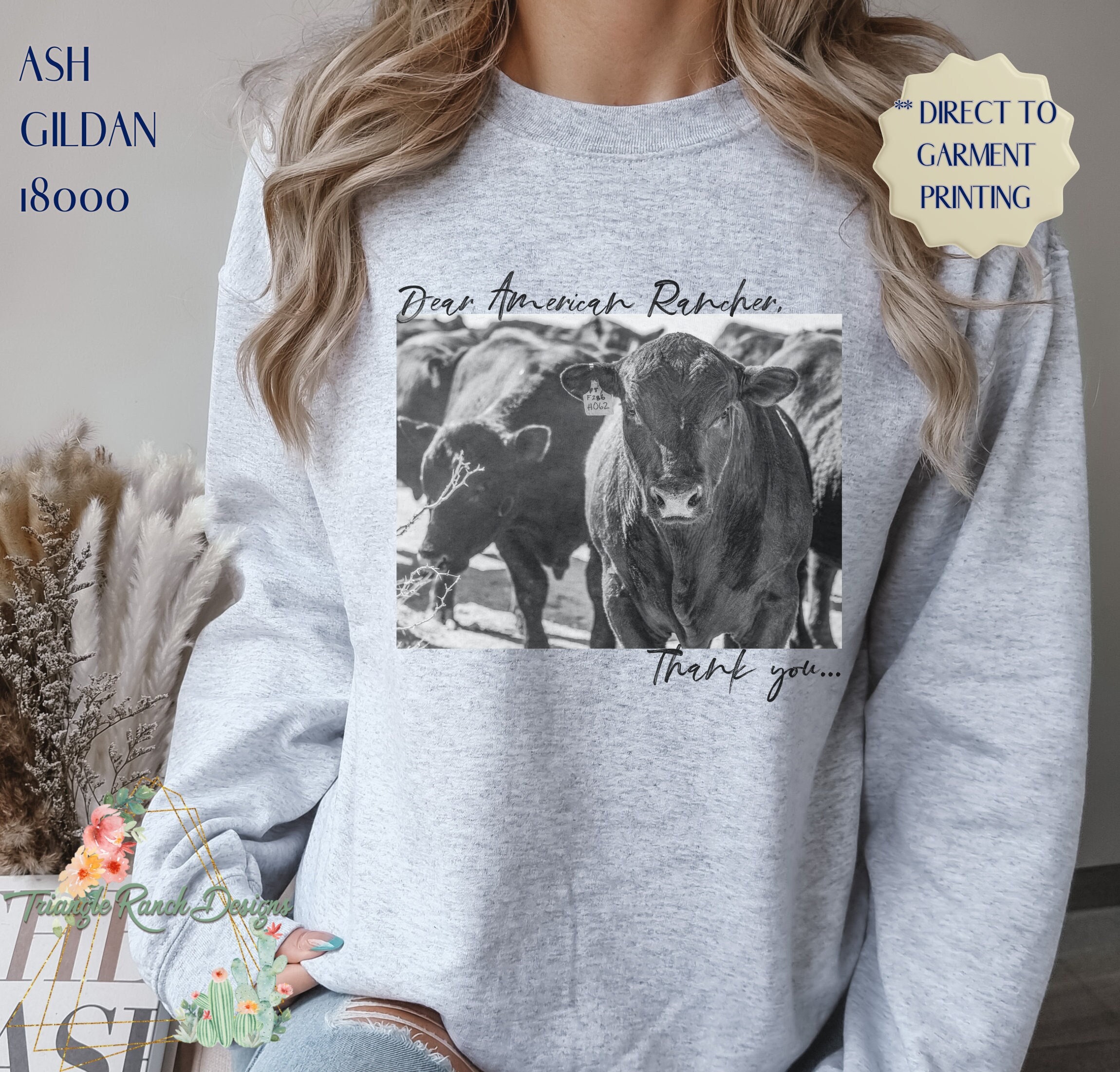 Thank a Rancher, Western Crewneck Sweatshirt, Angus Bull Shirt, Thank a ...