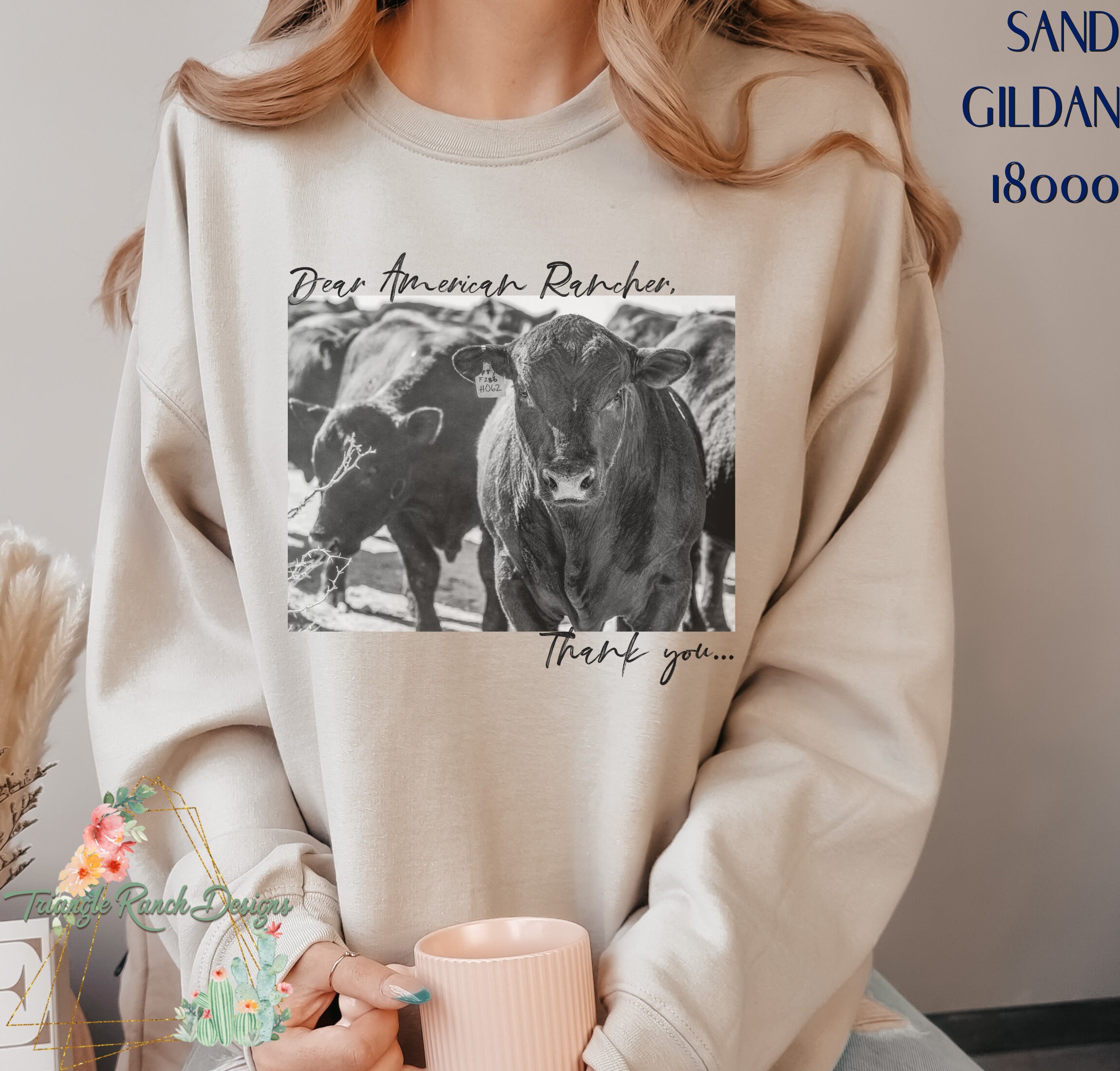 Thank a Rancher, Western Crewneck Sweatshirt, Angus Bull Shirt, Thank a ...