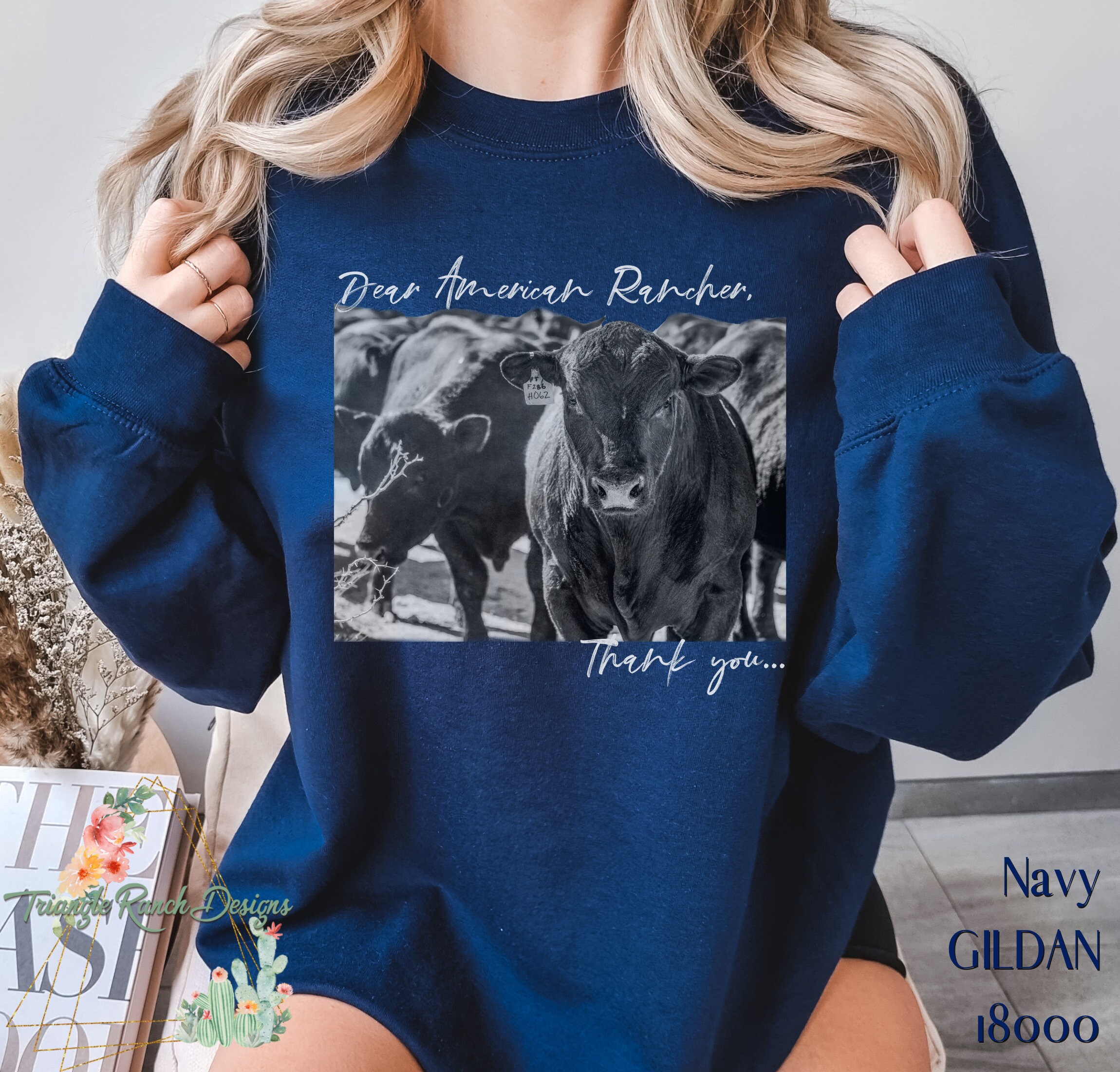 Thank a Rancher, Western Crewneck Sweatshirt, Angus Bull Shirt, Thank a ...