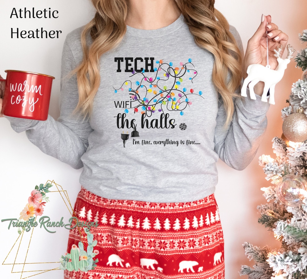 Technology Teacher Shirt, Christmas Lights, I'm Fine,everything is Fine ...