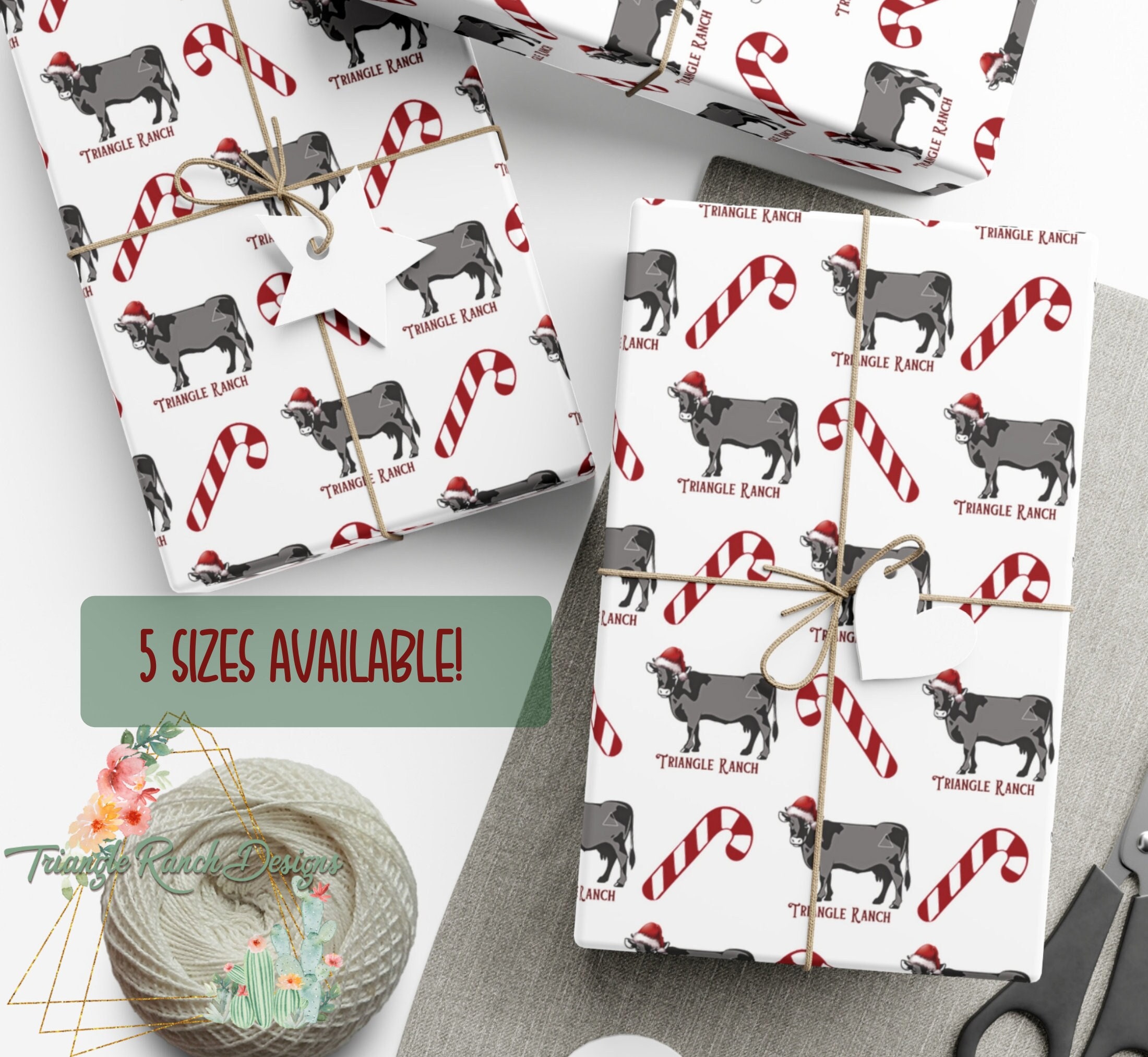 Personalized Christmas COW Brand Wrapping Paper, Country Christmas Gift ...