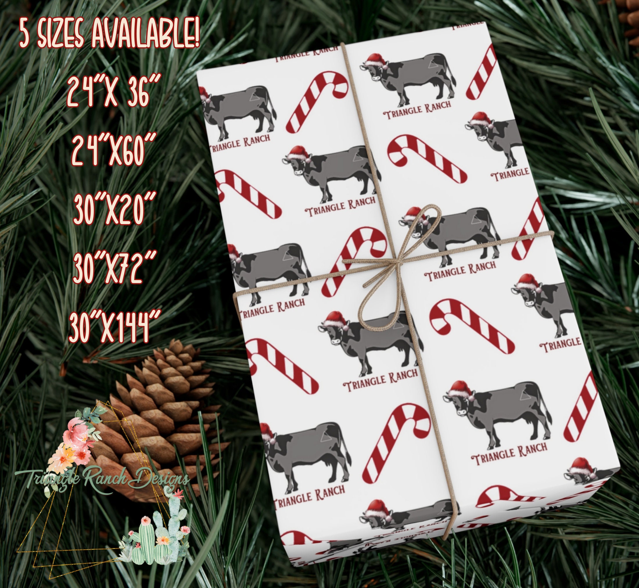Personalized Christmas COW Brand Wrapping Paper, Country Christmas Gift ...