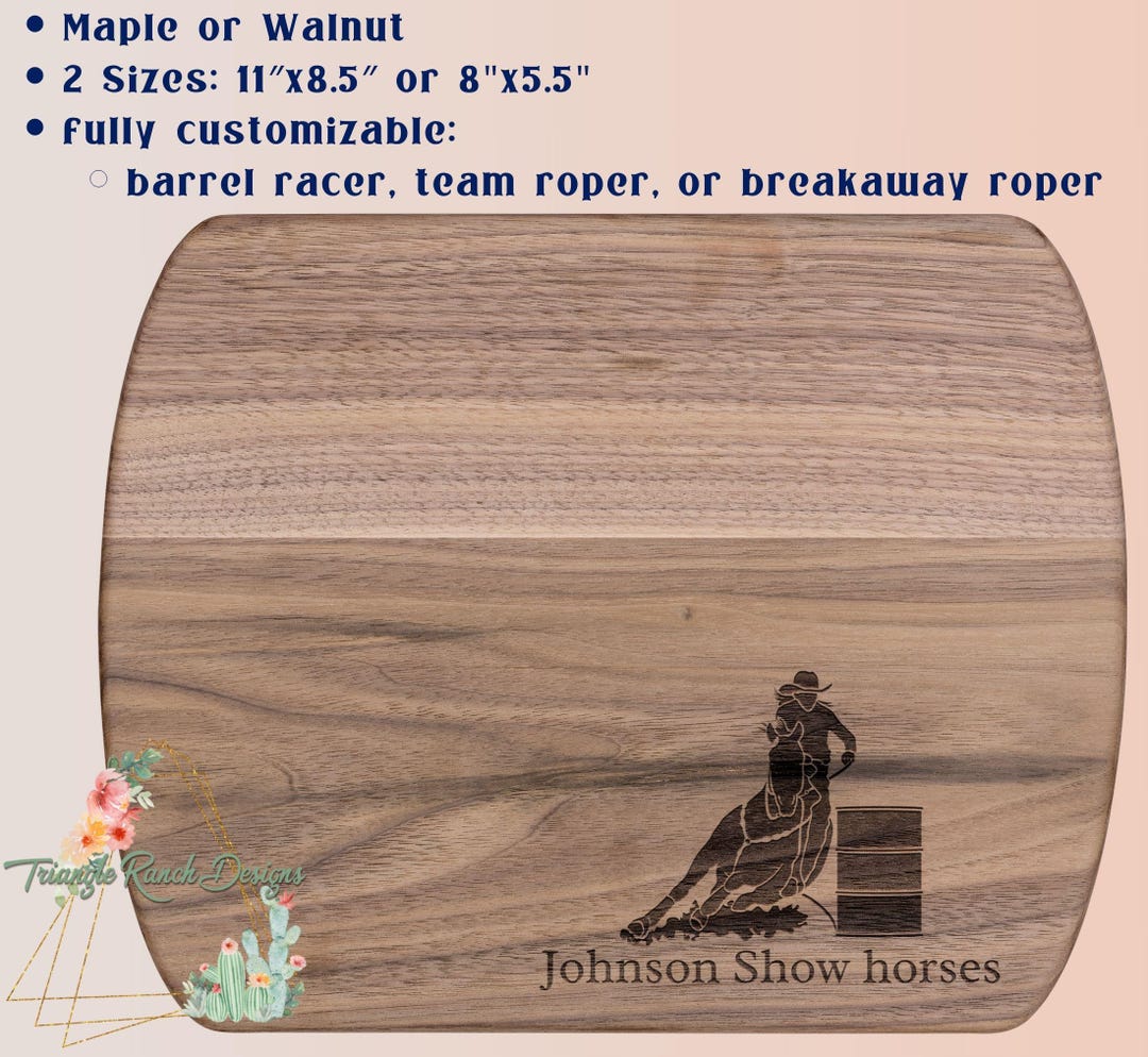 Personalized Cutting Board, Horse Breakaway Roper Barrel Racer Team ...