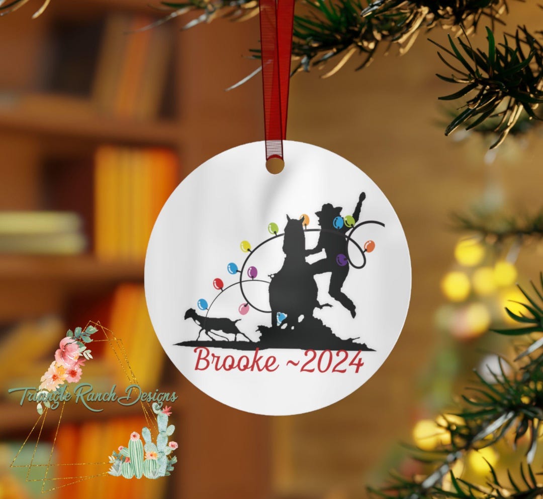 Personalized Goat Tyer Christmas Ornament, Metal Rodeo Ornament ...