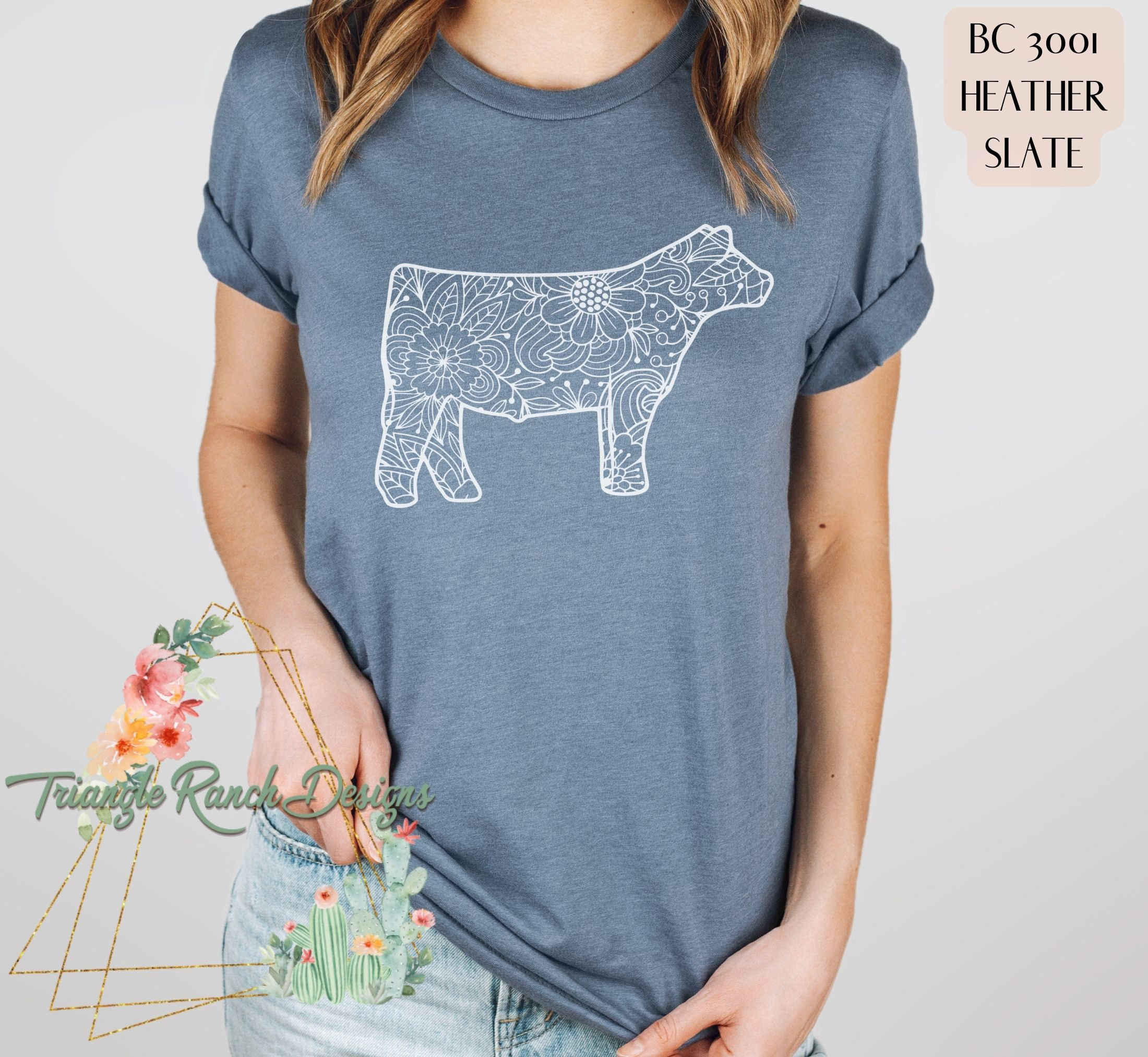XS to 5XL Floral Show Steer Tee Livestock T-shirt Stock Show Shirt Show ...