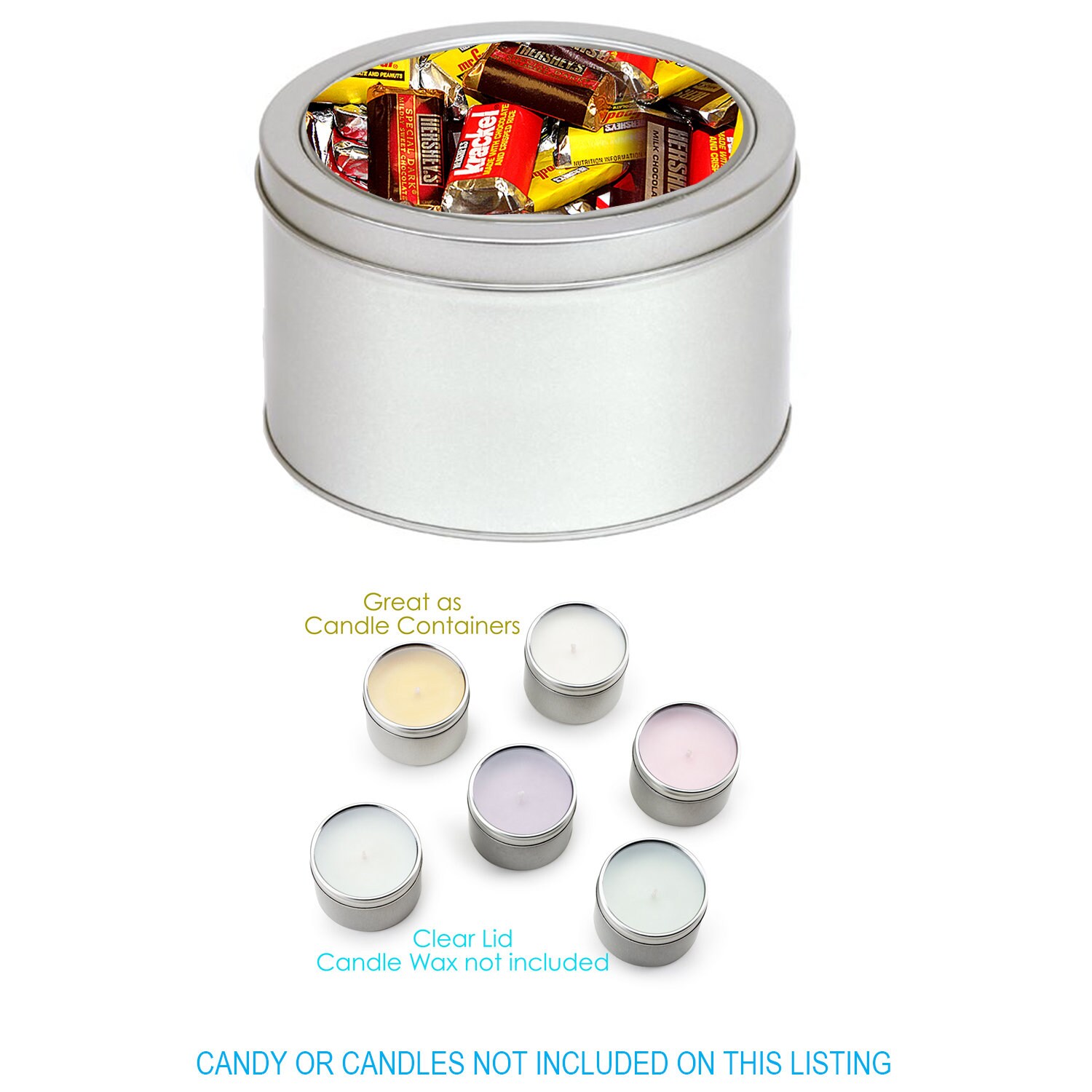 12 Deep 3.25 Inch Round Window Clear Lid Tins Empty for Candle Supplies ...