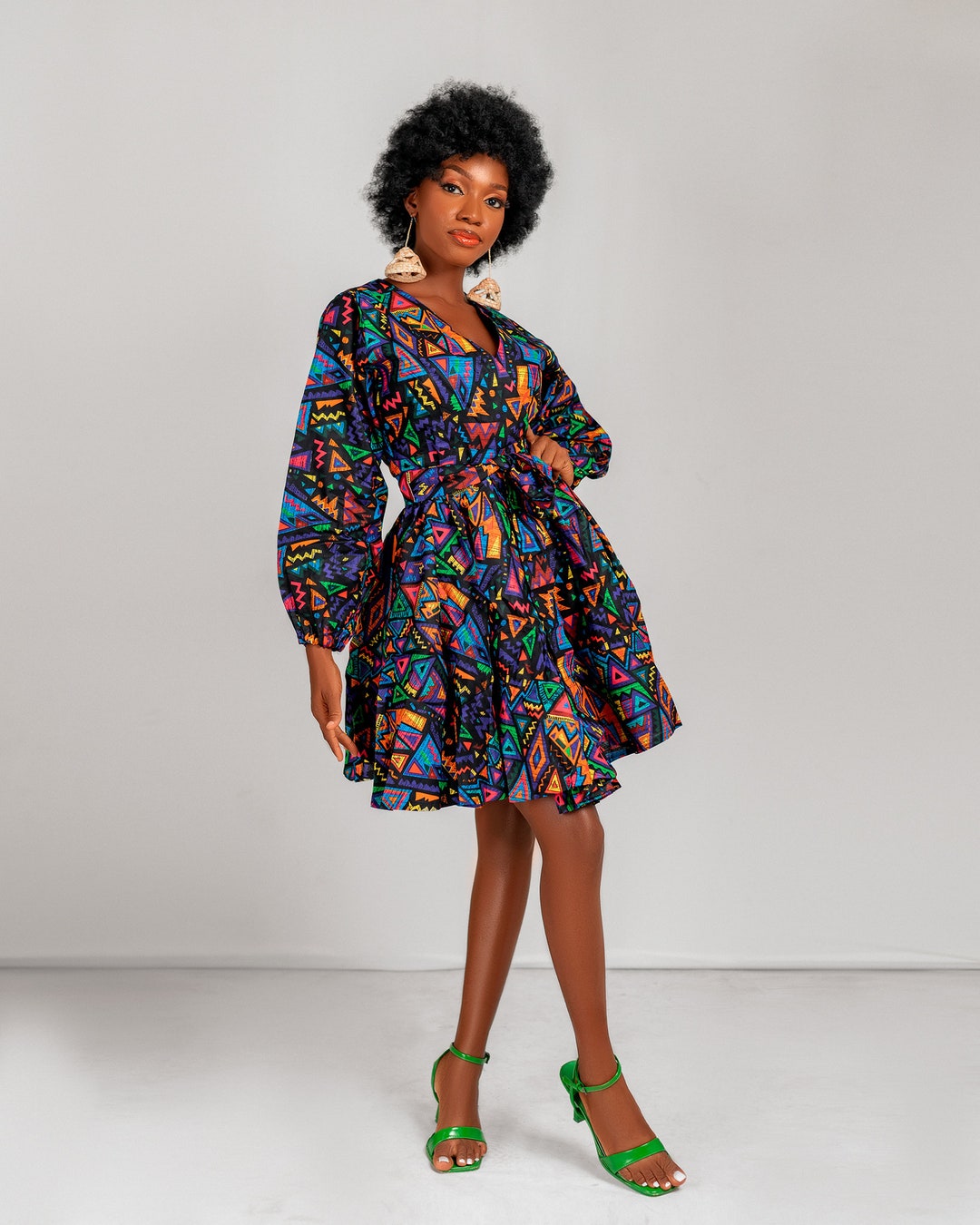 Asher Ankara Mini Dress, Print Dress, African Print Dress, Ankara Dress, Midi Dress, Midi, Dress ...