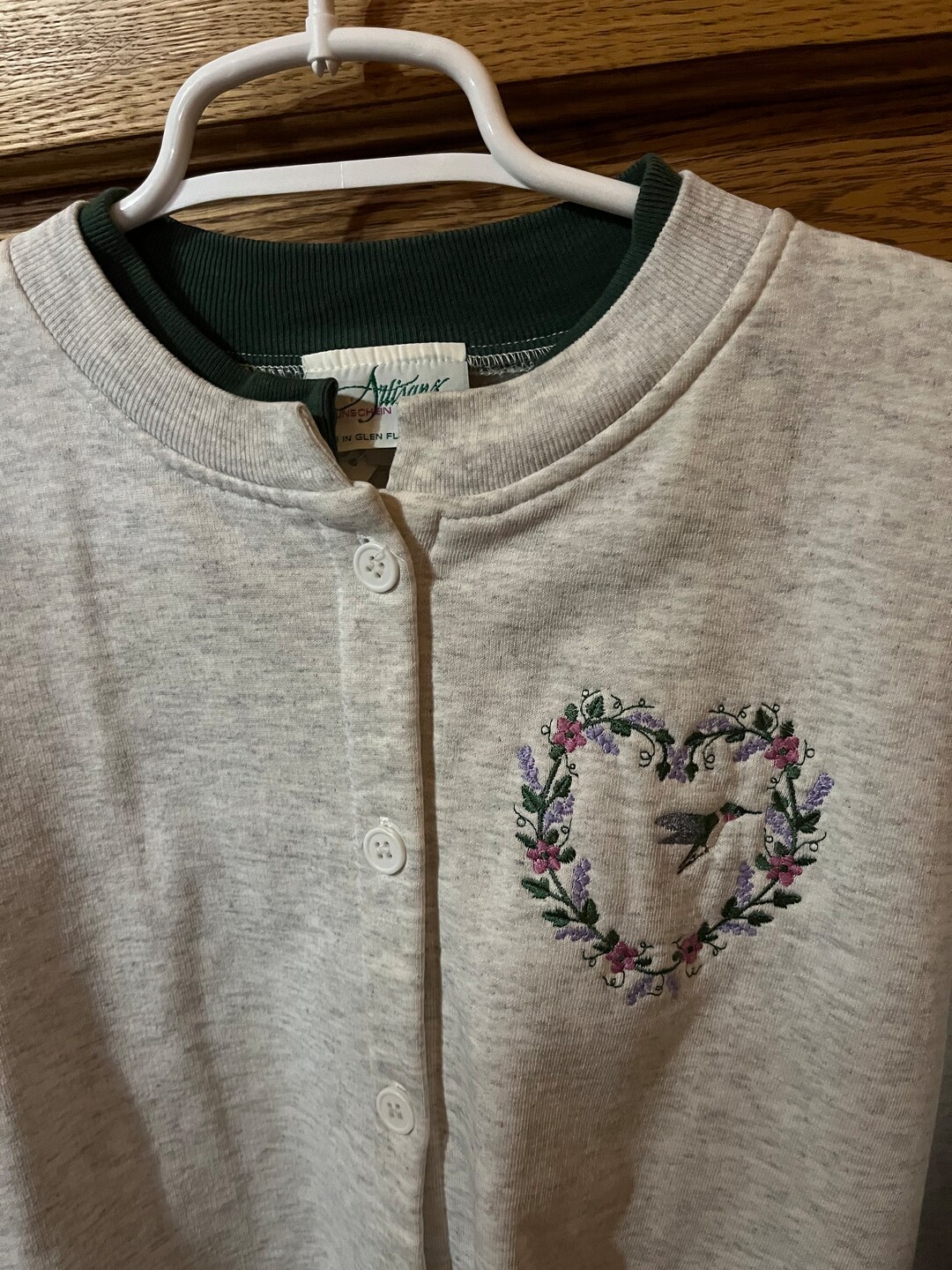 Artisans Embroidered Hummingbird & Flowers Button Front Cardigan Style ...