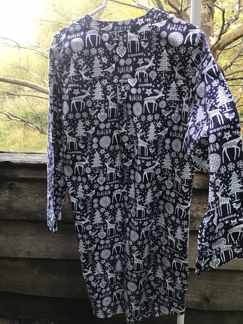 Garnet Hill Flannel Full Button Front Nightgown Cute Whimsical - Etsy