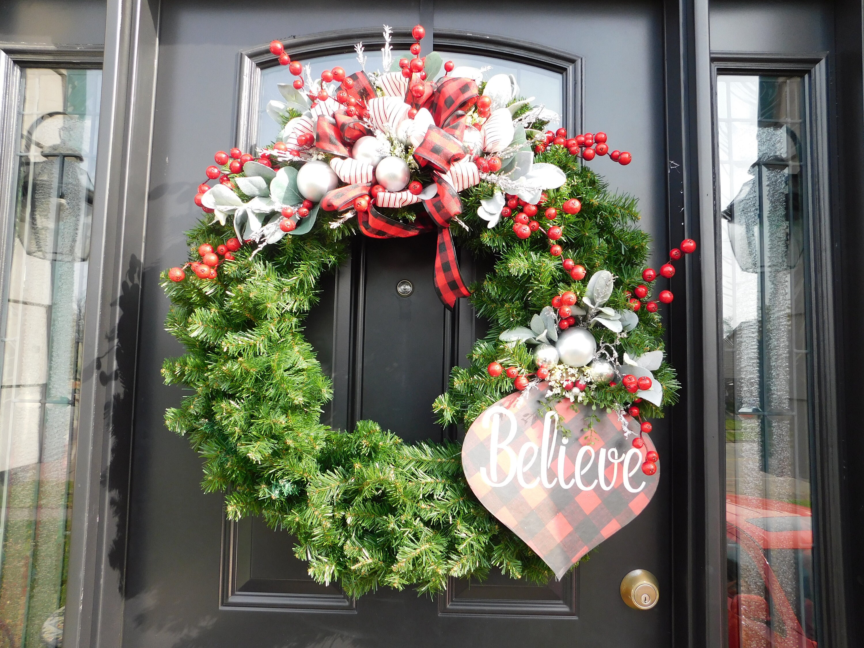 Large 30 inch Christmas Wreath Traditional Christmas Wreath | Etsy
