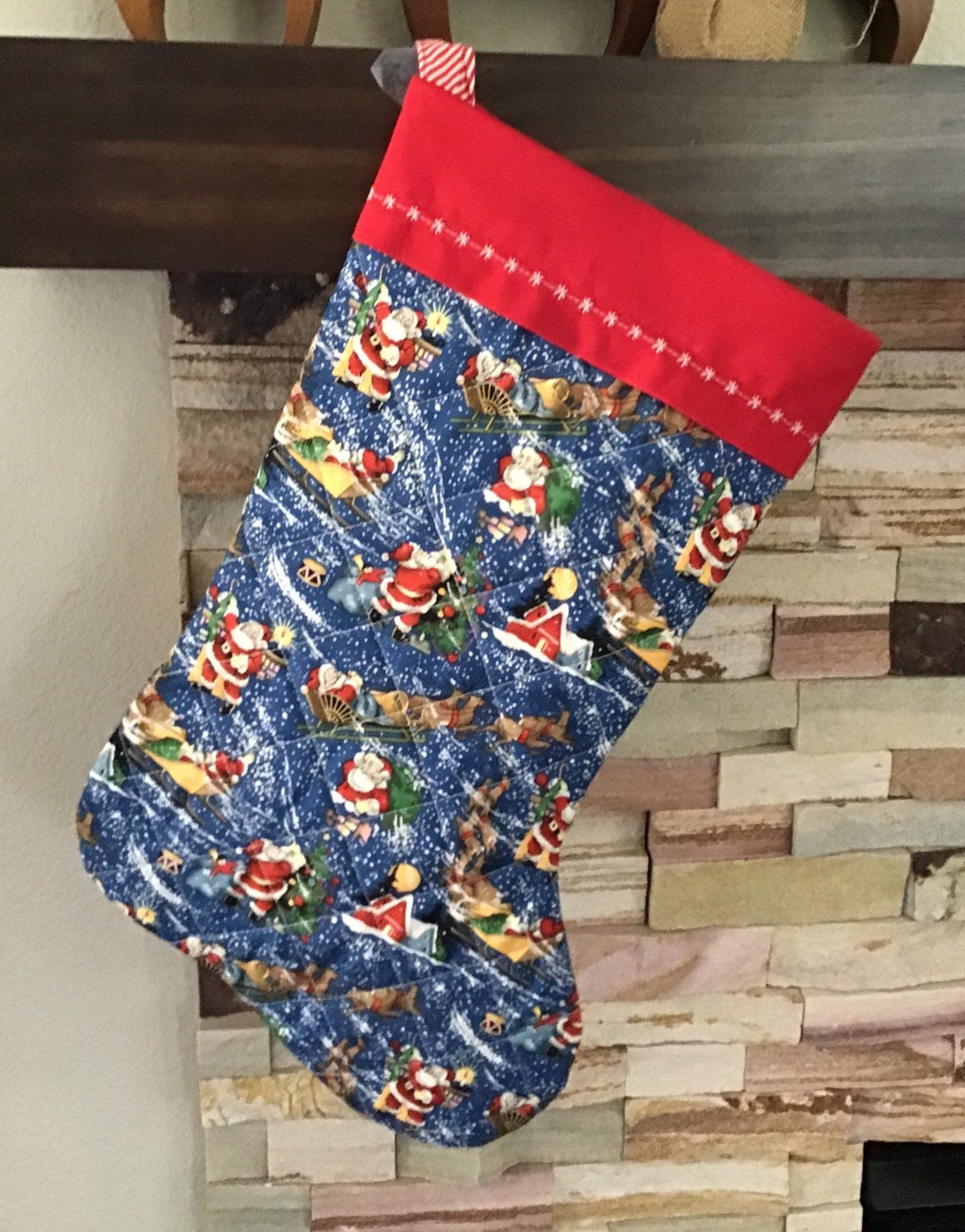 Santa Claus Quilted Christmas Stocking - Etsy