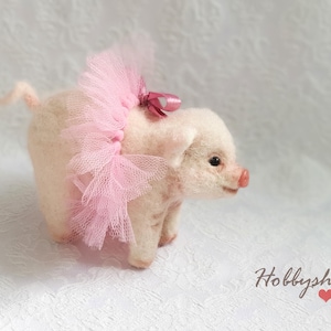 Needle Felted Pink Baby Piggy сute Piggy Doll Wool Animals Pig Toy ...