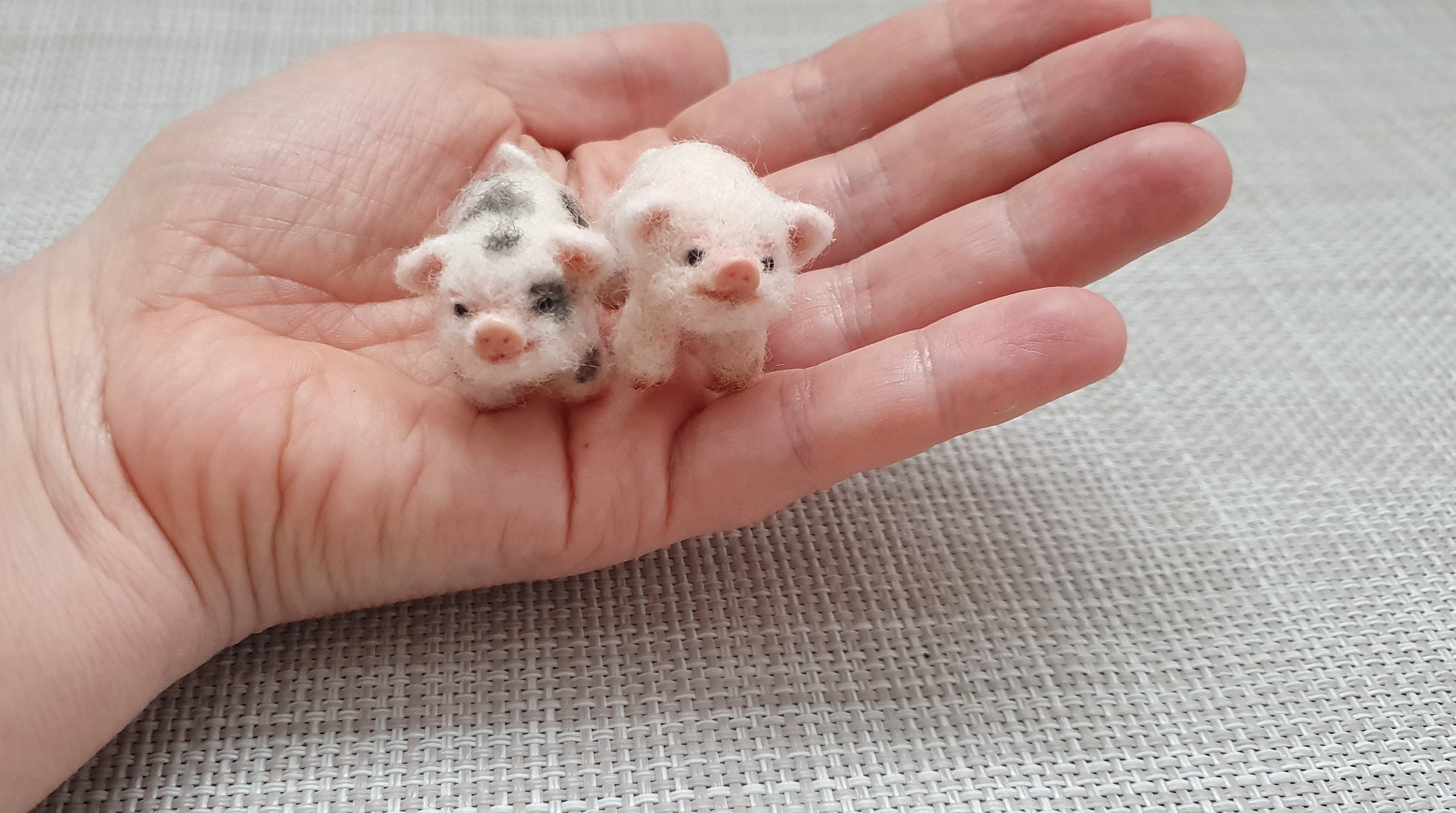 Needle Felted Pig Gift Animal Sculpture Felt Mini Pig 1:12 Dollhouse ...