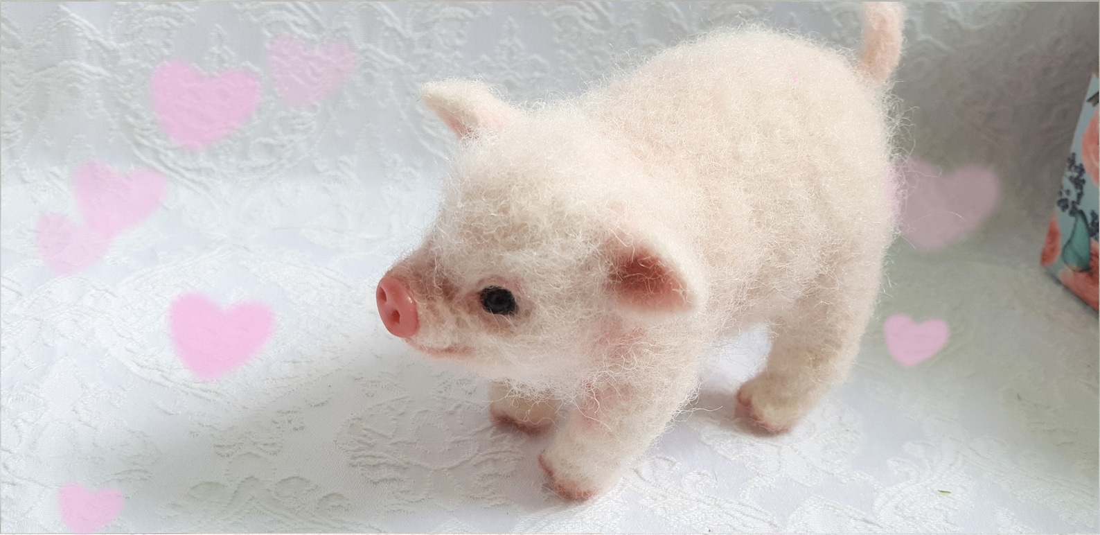 Needle Felted Pink Baby Piggy сute Piggy Doll Wool Animals Pig Toy ...
