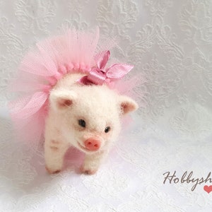 Needle Felted Pink Baby Piggy сute Piggy Doll Wool Animals Pig Toy ...