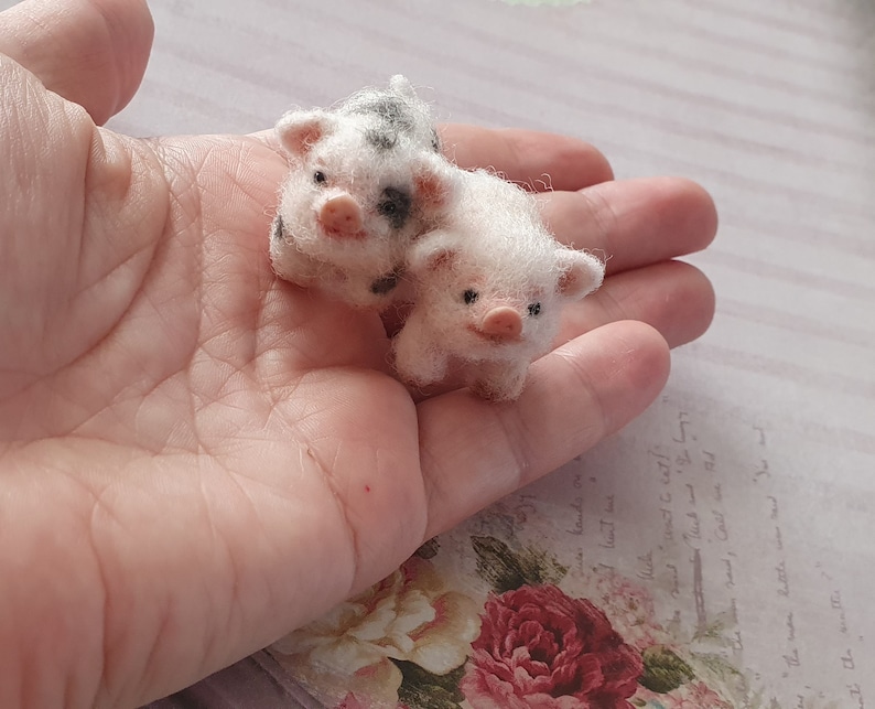 Needle Felted Pig Gift Animal Sculpture Felt Mini Pig 1:12 Dollhouse ...