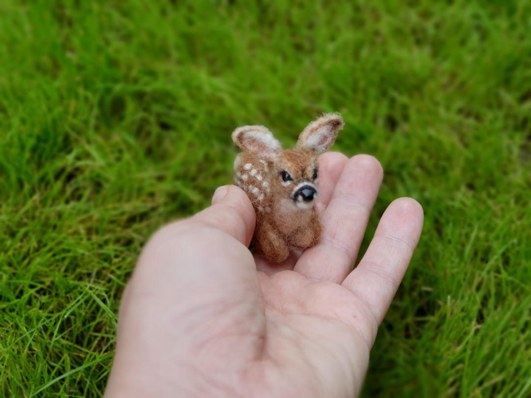 Needle Felted Animal Deer Fawn Miniature Deer Art Doll Handmade ...