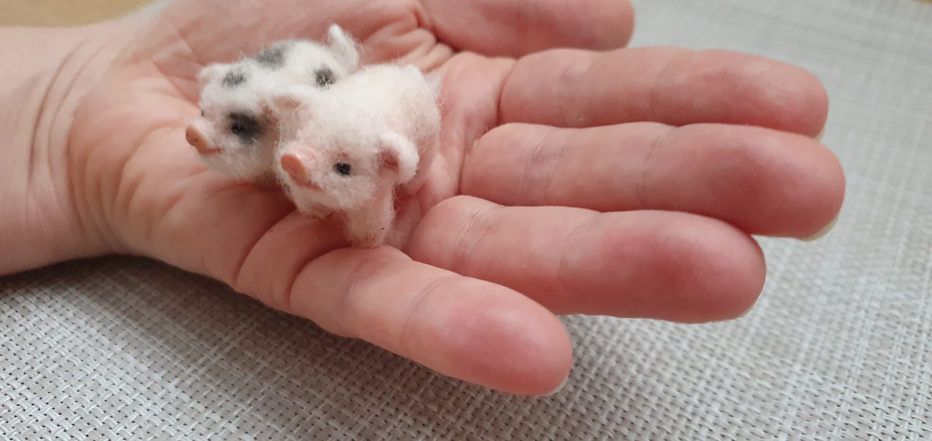 Needle Felted Pig Gift Animal Sculpture Felt Mini Pig 1:12 Dollhouse ...