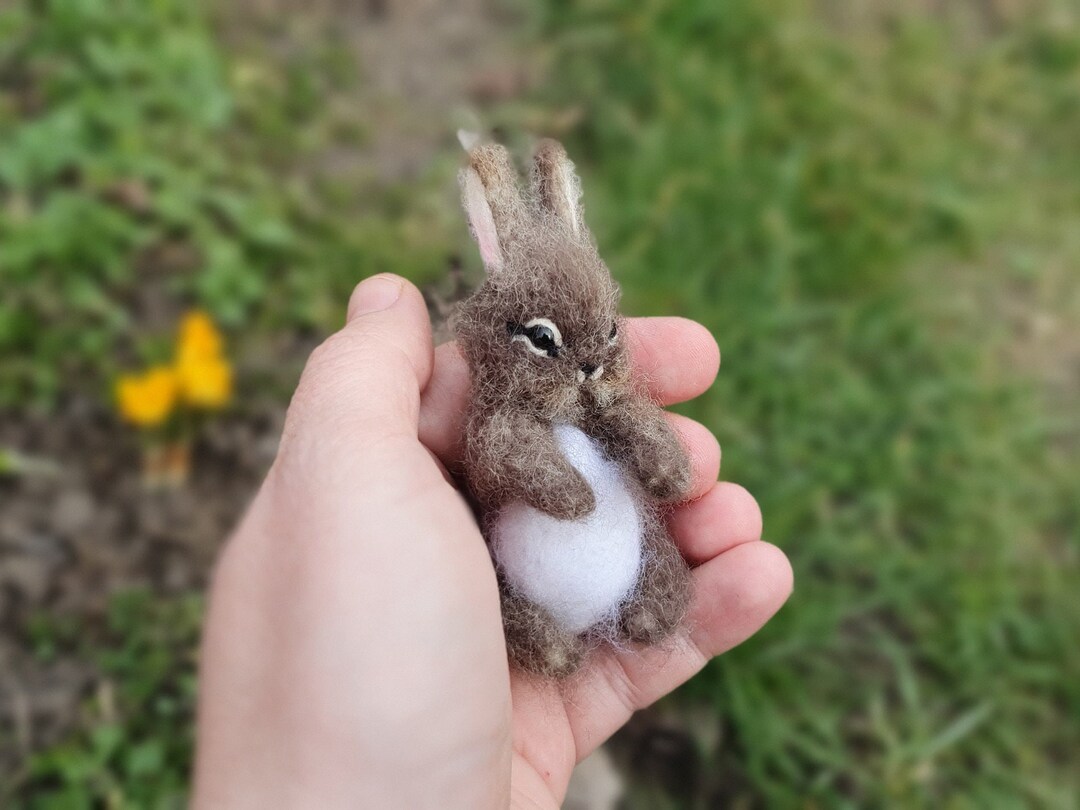 Needle Felted Little Bunny Miniature Sculpture Baby Bunny Hare Rabbit ...