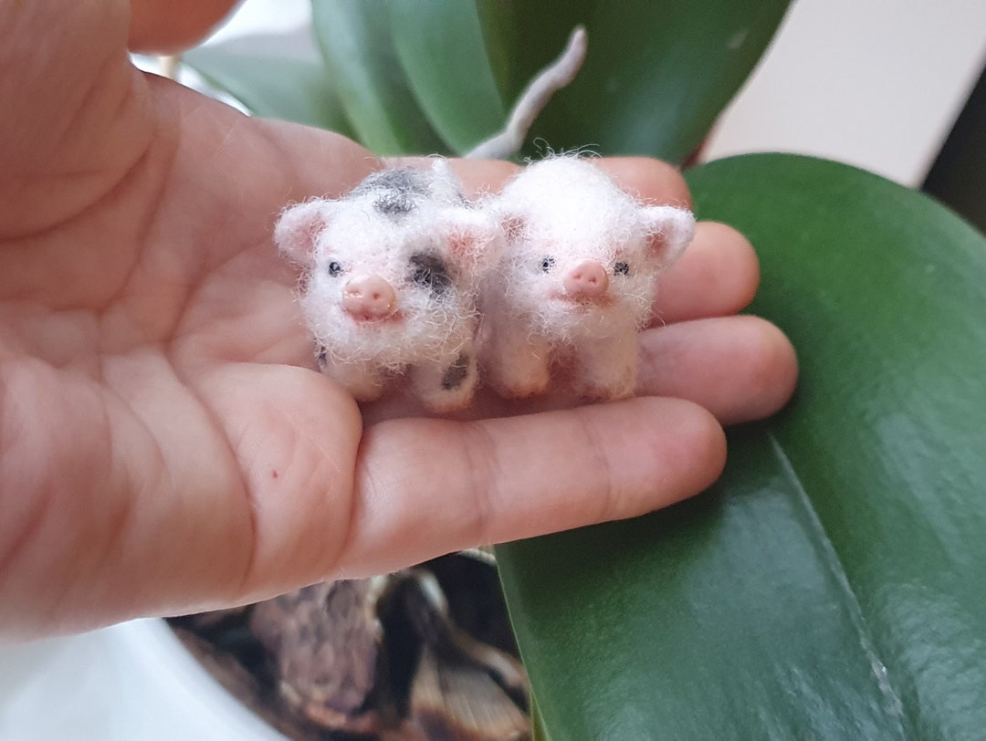 Needle Felted Pig Gift Animal Sculpture Felt Mini Pig 1:12 Dollhouse ...