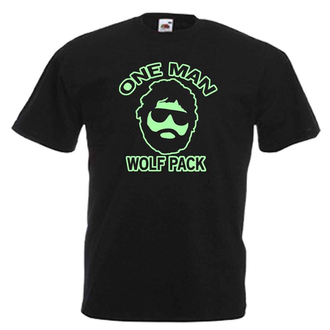 One Man Wolf Pack Mens Glow in the Dark Adults Black T Shirt Sizes From ...