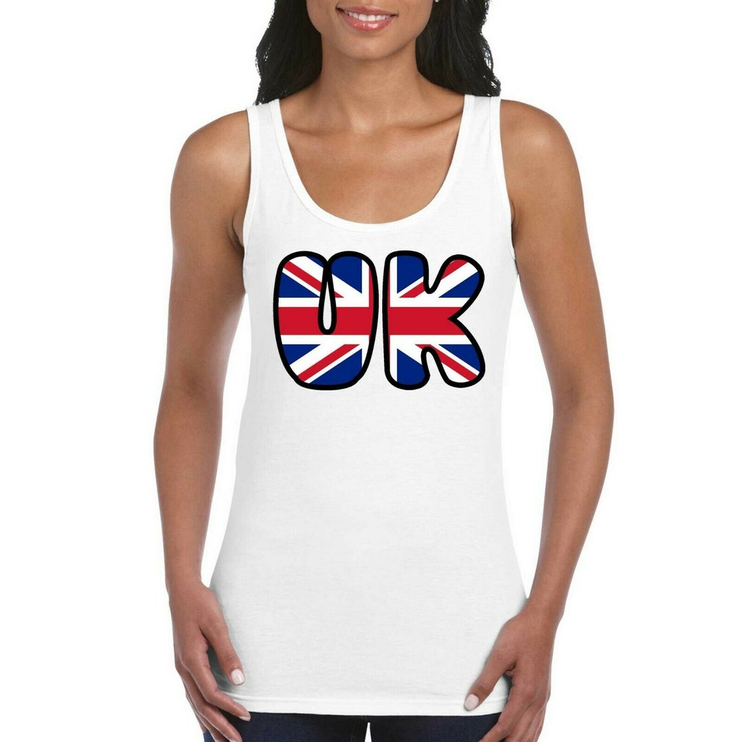 United Kingdom UK Text Flag Girls Women's Ladies Tank Top Vest T Shirt ...
