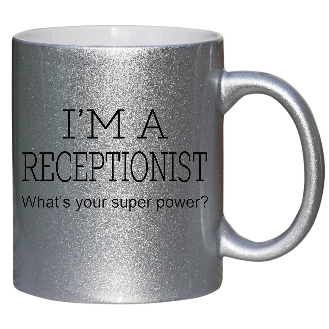 Receptionist Thank You Gift Silver Glitter Mug Shan307 - Etsy